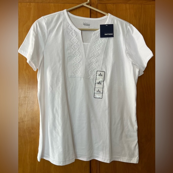 Basic Editions | Tops | Nwt Vintage 8s 90s Basic Editions White Shirt Crochet Collar | Poshmark